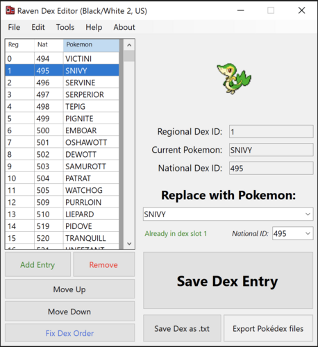 Raven Dex Editor (DS) - ROM Editing - Project Pokemon Forums